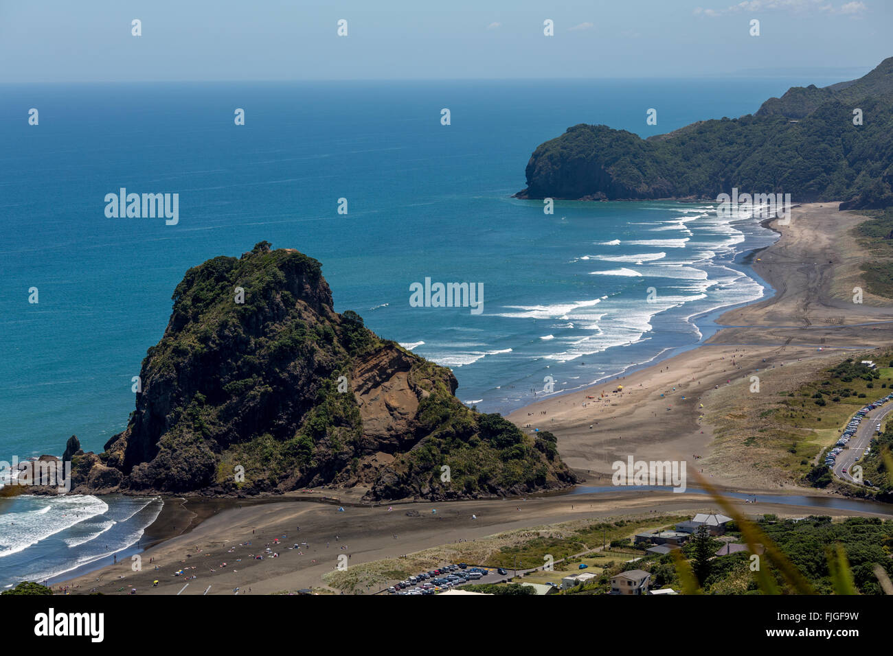 Surf area at PIHA New Zealand Stock Photo - Alamy
