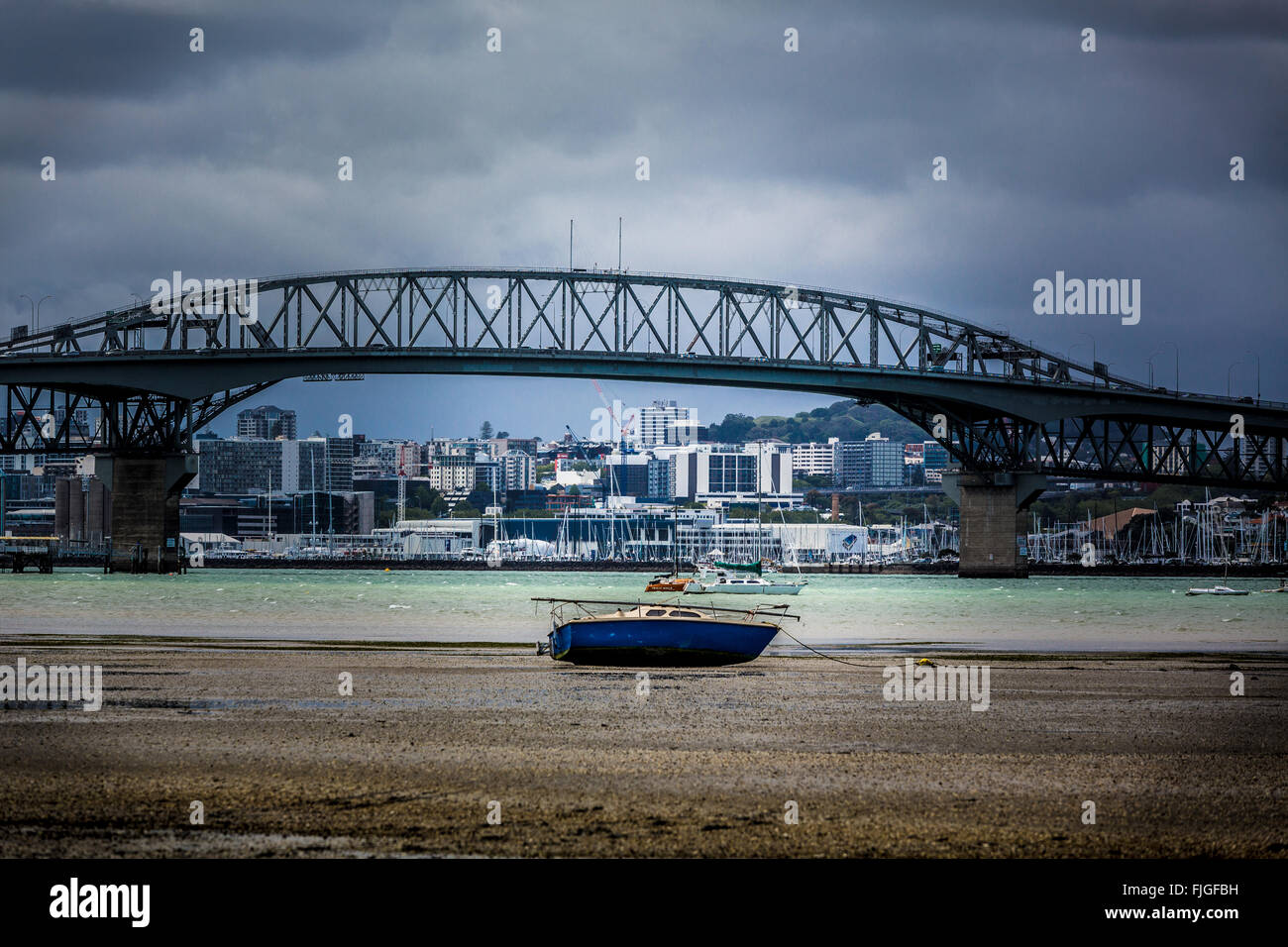 Low tide at Auckland harbor Stock Photo - Alamy
