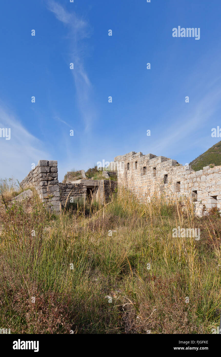 Ruins of Mogren Fort on Mogren Cape near Budva town, Montenegro Stock ...