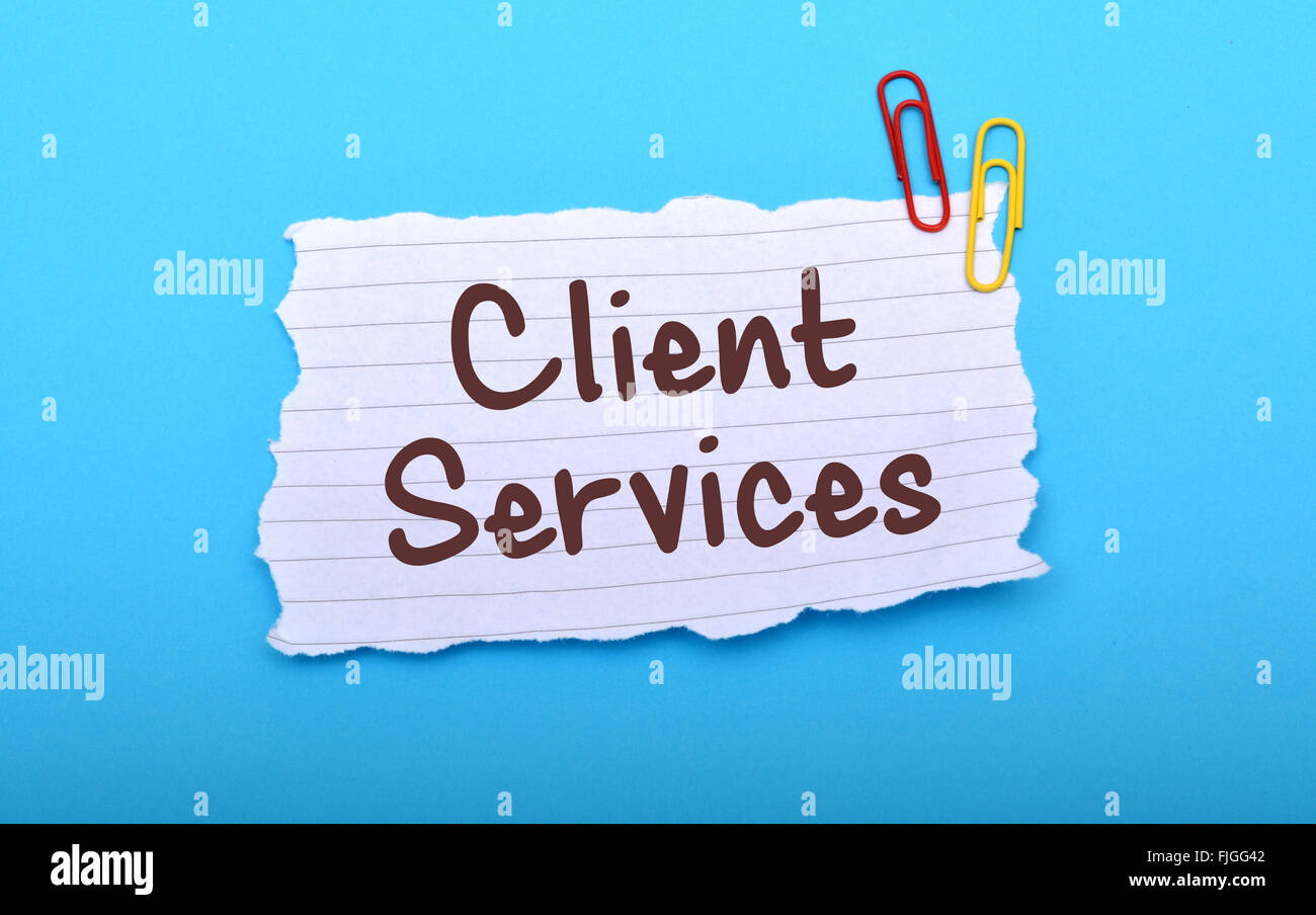 Client Services hand written on Paper closeup Stock Photo - Alamy