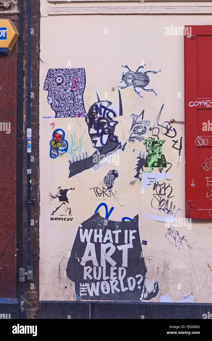 London, Spitalfields Optimistic graffiti in Hanbury Street Stock Photo ...