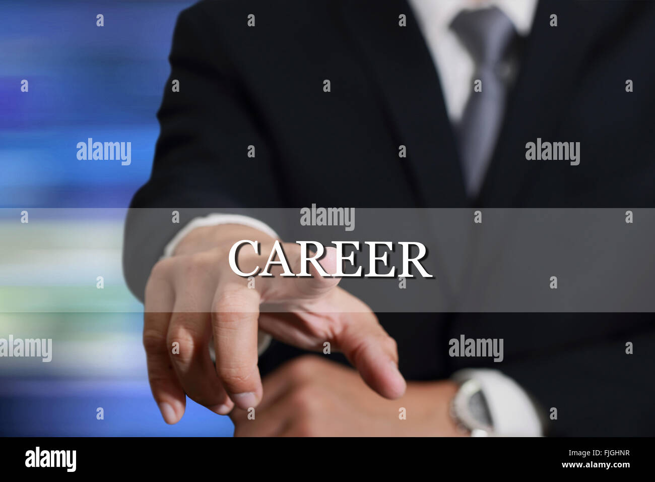 Businessman hands touching CAREER sign on virtual screen as career ...