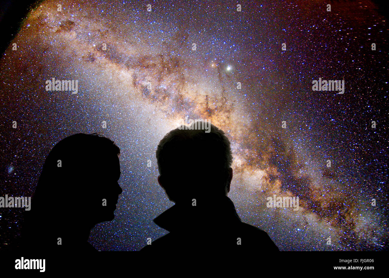 computer generated man woman NASA Milky Way projection Stock Photo - Alamy