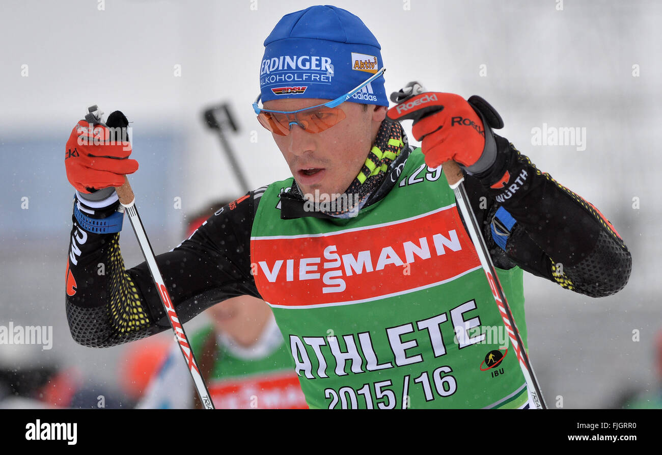 Biathlete Simon Schempp of Germany in action during a training session ...