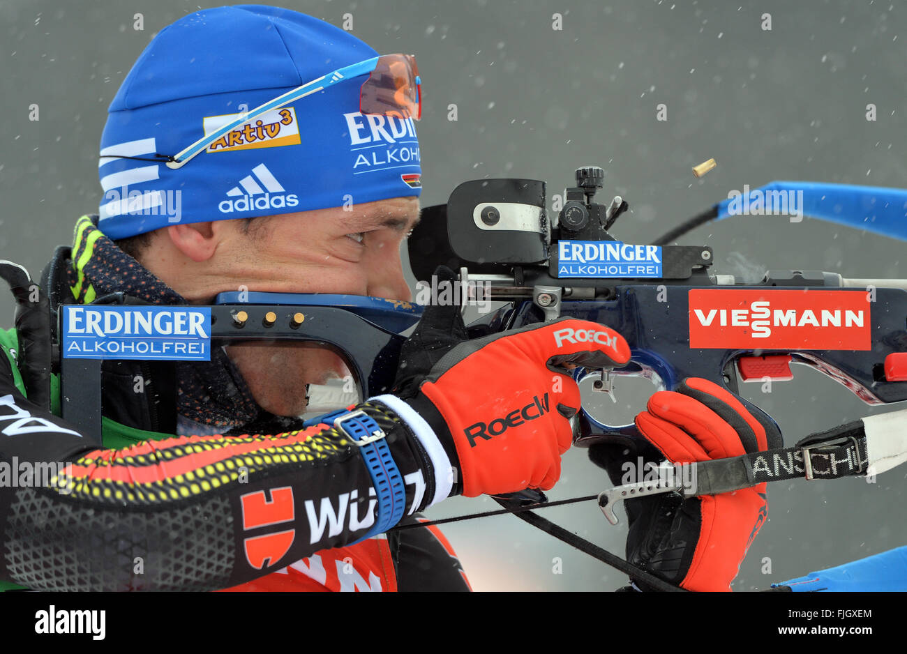 Biathlete Simon Schempp of Germany in action during a training session ...