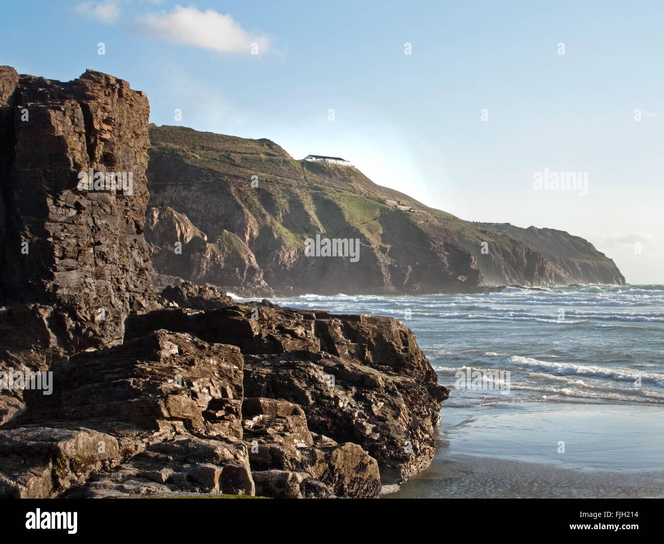 Perranporth Cliffs, Cornwall Stock Photo - Alamy