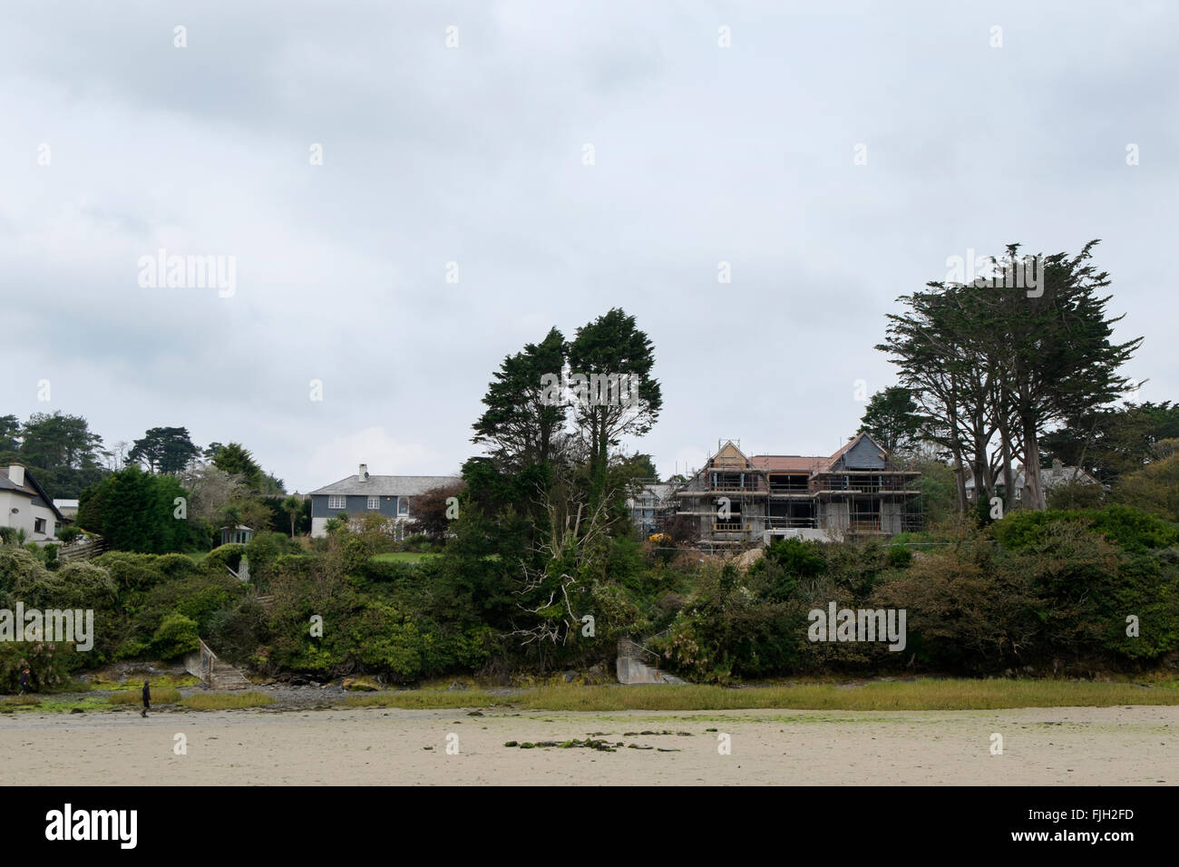 View across the bay from St Michael's Church at Porthilly, Rock ...