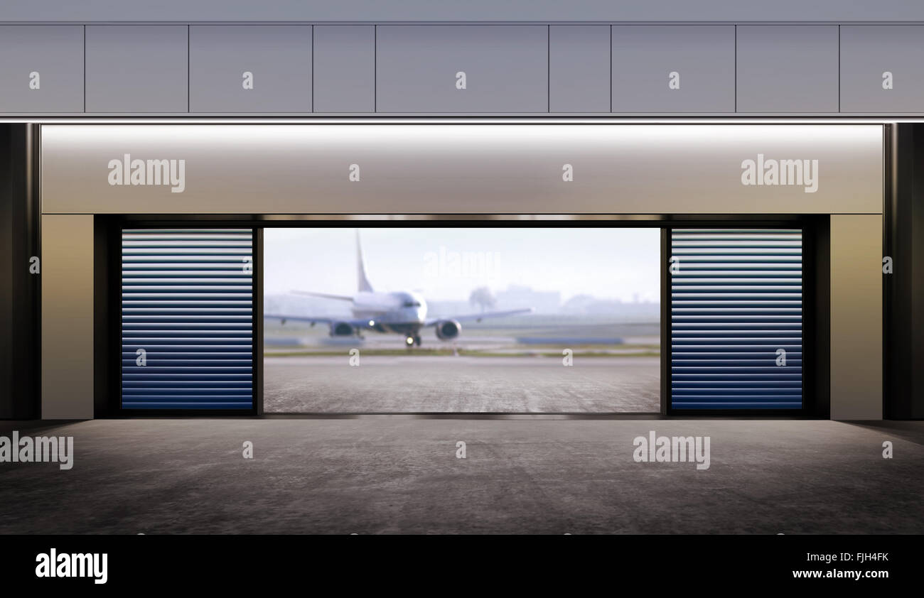 opened gate and passenger plane expects tourists at airport Stock Photo ...