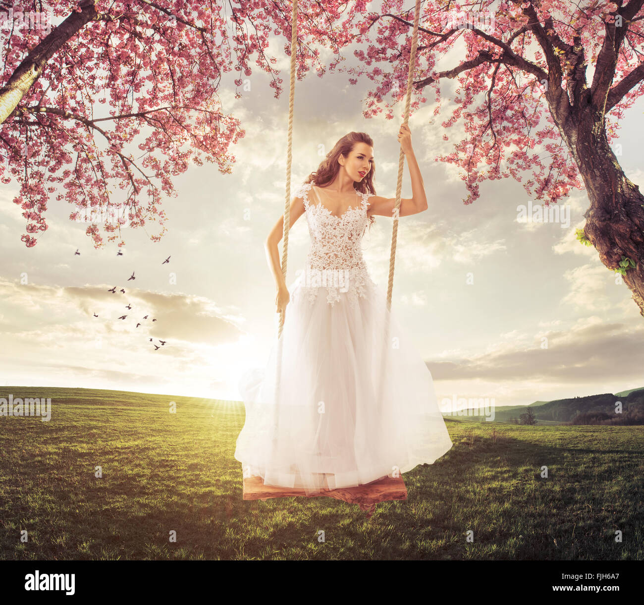 Tree swing and women hi-res stock photography and images - Alamy