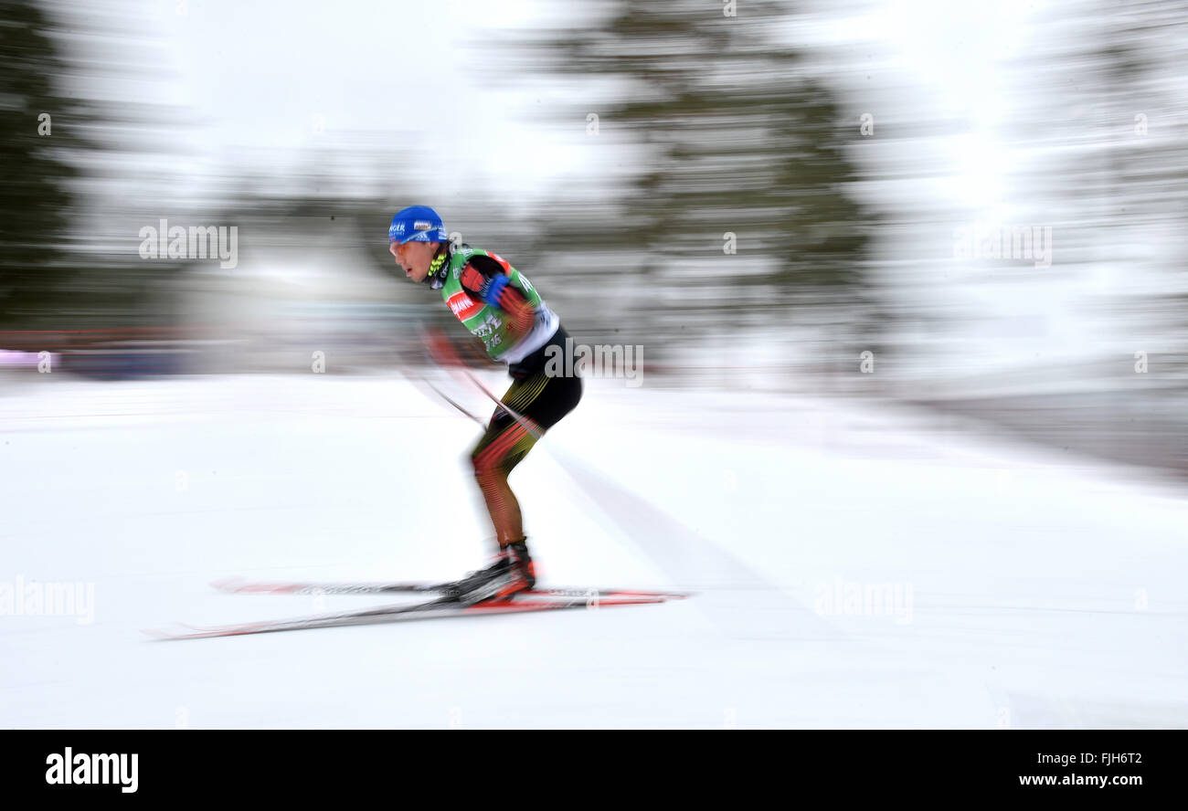 Biathlete Simon Schempp of Germany in action during a training session ...