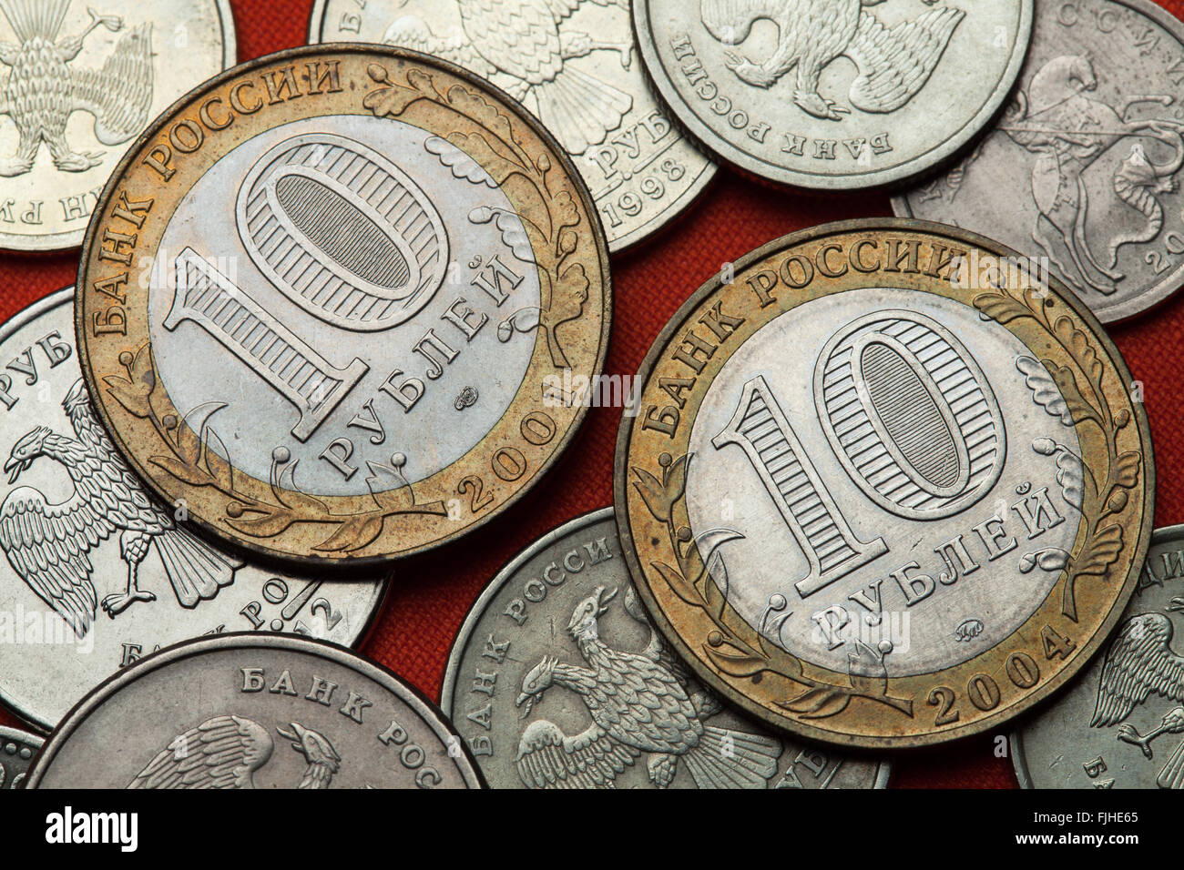 Coins of Russia. Russian 10 ruble coins Stock Photo - Alamy