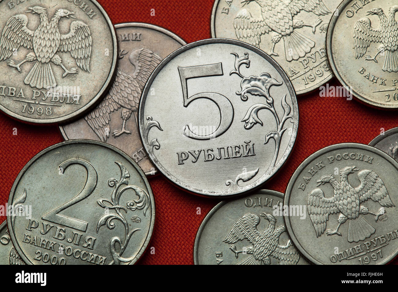 Coins of Russia. Russian five ruble coin Stock Photo - Alamy