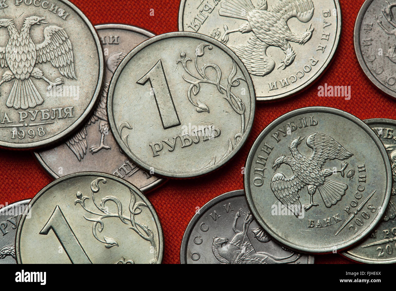 Coins of Russia. Russian one ruble coin Stock Photo - Alamy