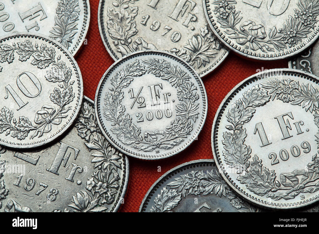 Coins of Switzerland. Swiss half franc coin Stock Photo - Alamy