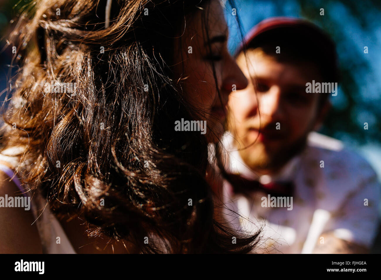 beautiful couple gently hugging Stock Photo - Alamy