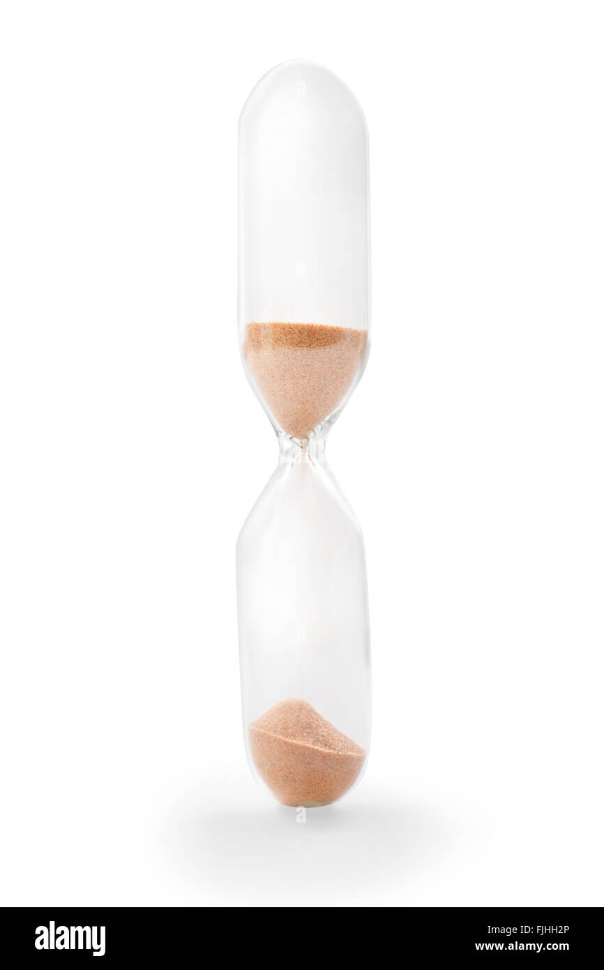 Hourglass with falling sand isolated on white background with clipping ...