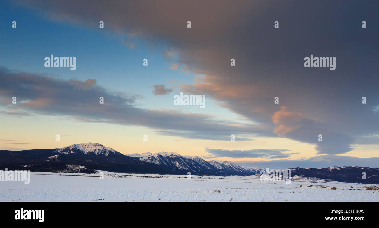 Winter mountain landscape in the Madison mountain range, Montana Stock ...