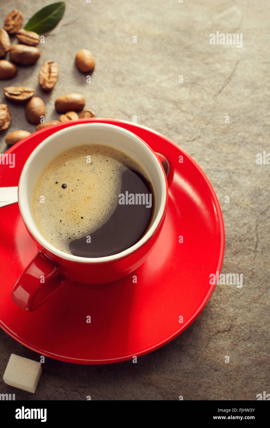 cup of coffee on table Stock Photo - Alamy