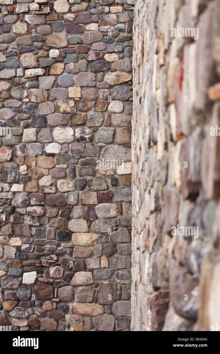 Detail of the exterior fortified medieval stone wall Stock Photo - Alamy