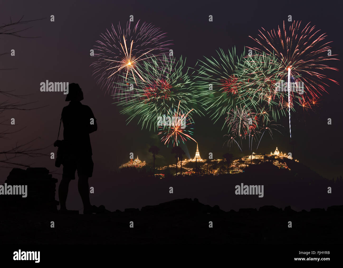 Man looks holiday fireworks hi-res stock photography and images - Alamy