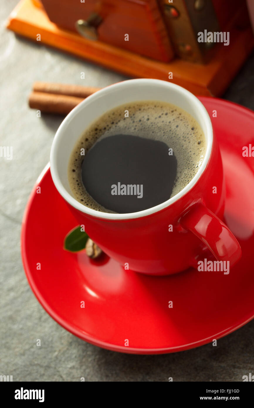 cup of coffee on table Stock Photo - Alamy