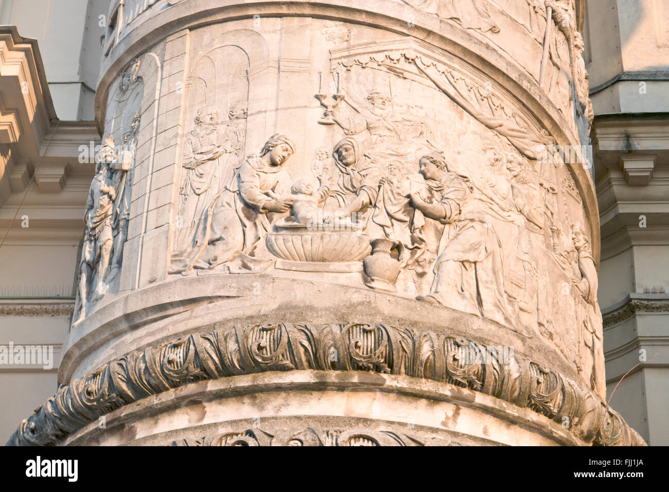 Karlskirche, column with reliefs Stock Photo - Alamy