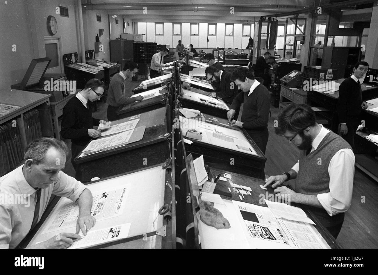 Newspaper pages being made at Shropshire Star 1960s Stock Photo - Alamy