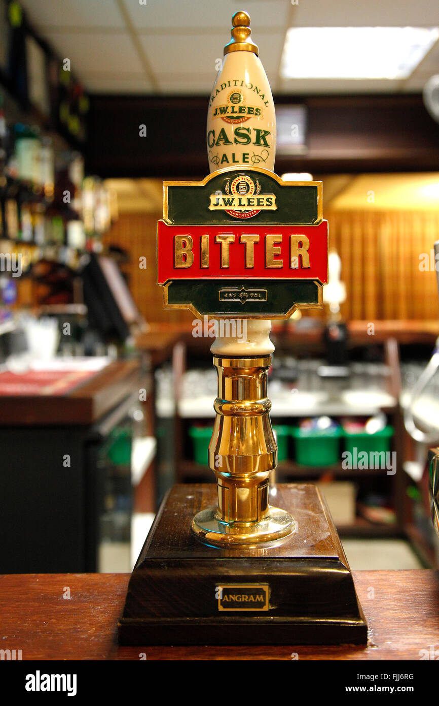 A hand operated bump for dispensing JW Lees ("John Willie Lees") bitter ...