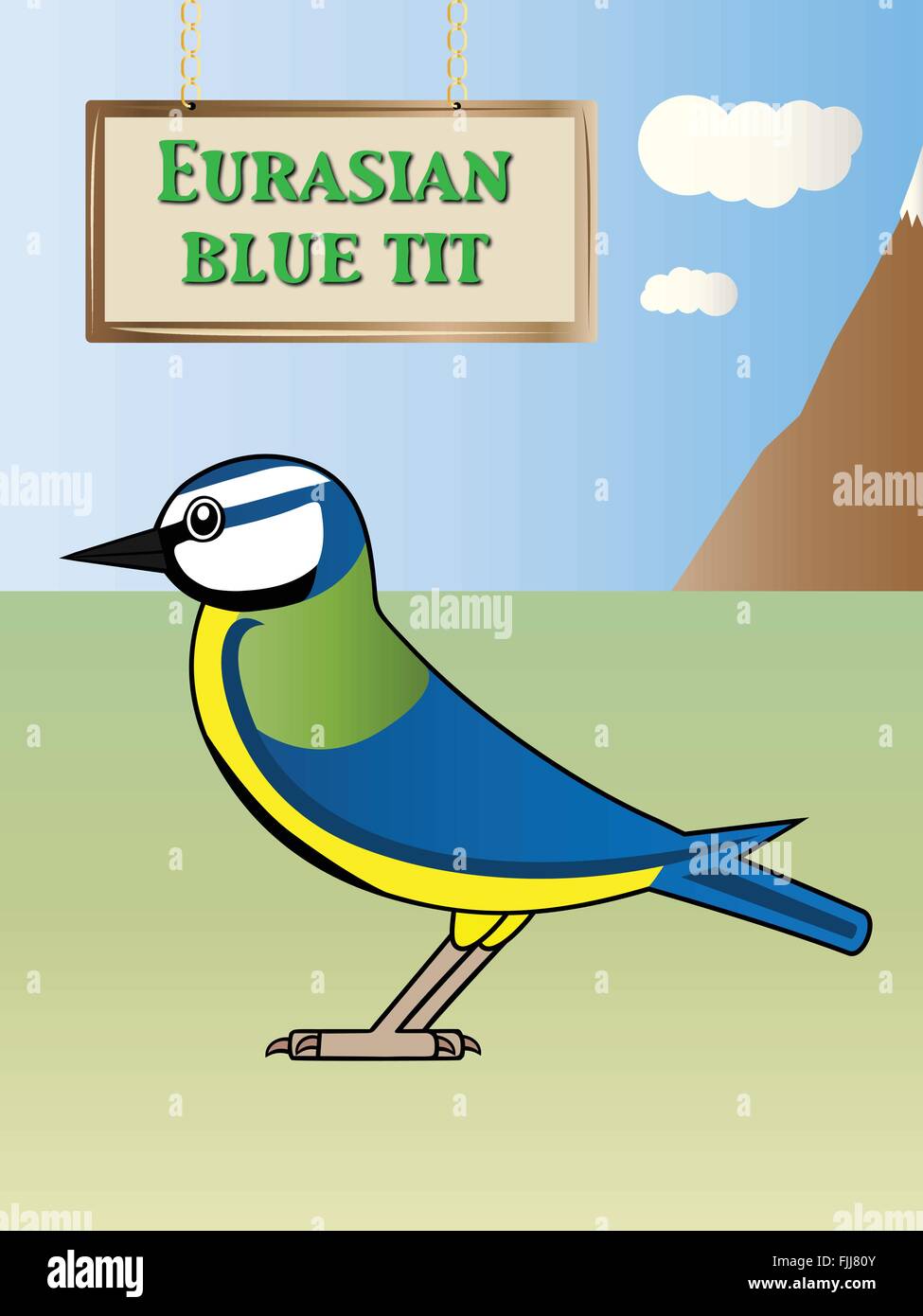 Blue Tit vector illustration on natural background Stock Vector Image ...