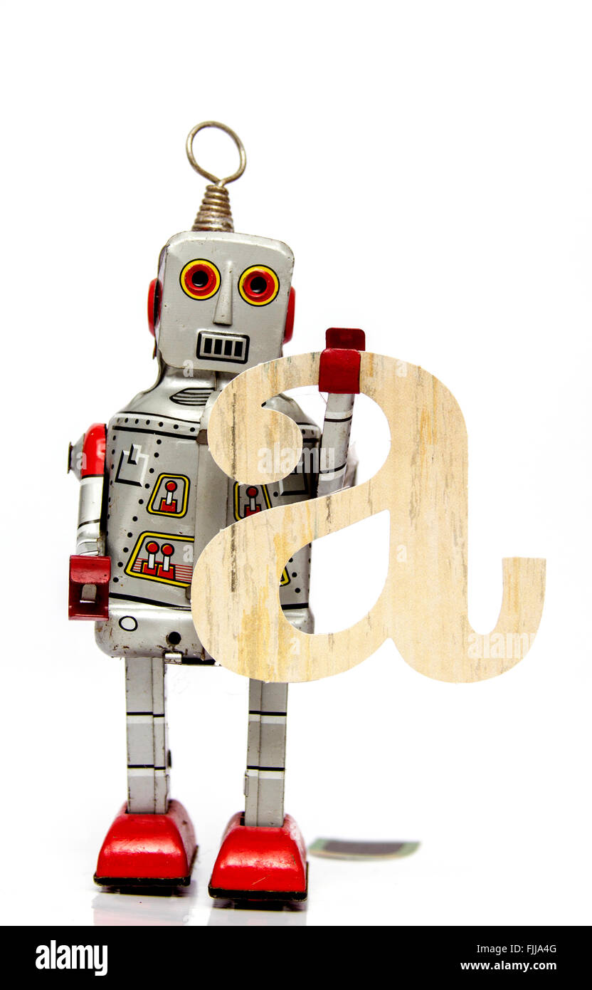 retro robot with the letter a Stock Photo - Alamy