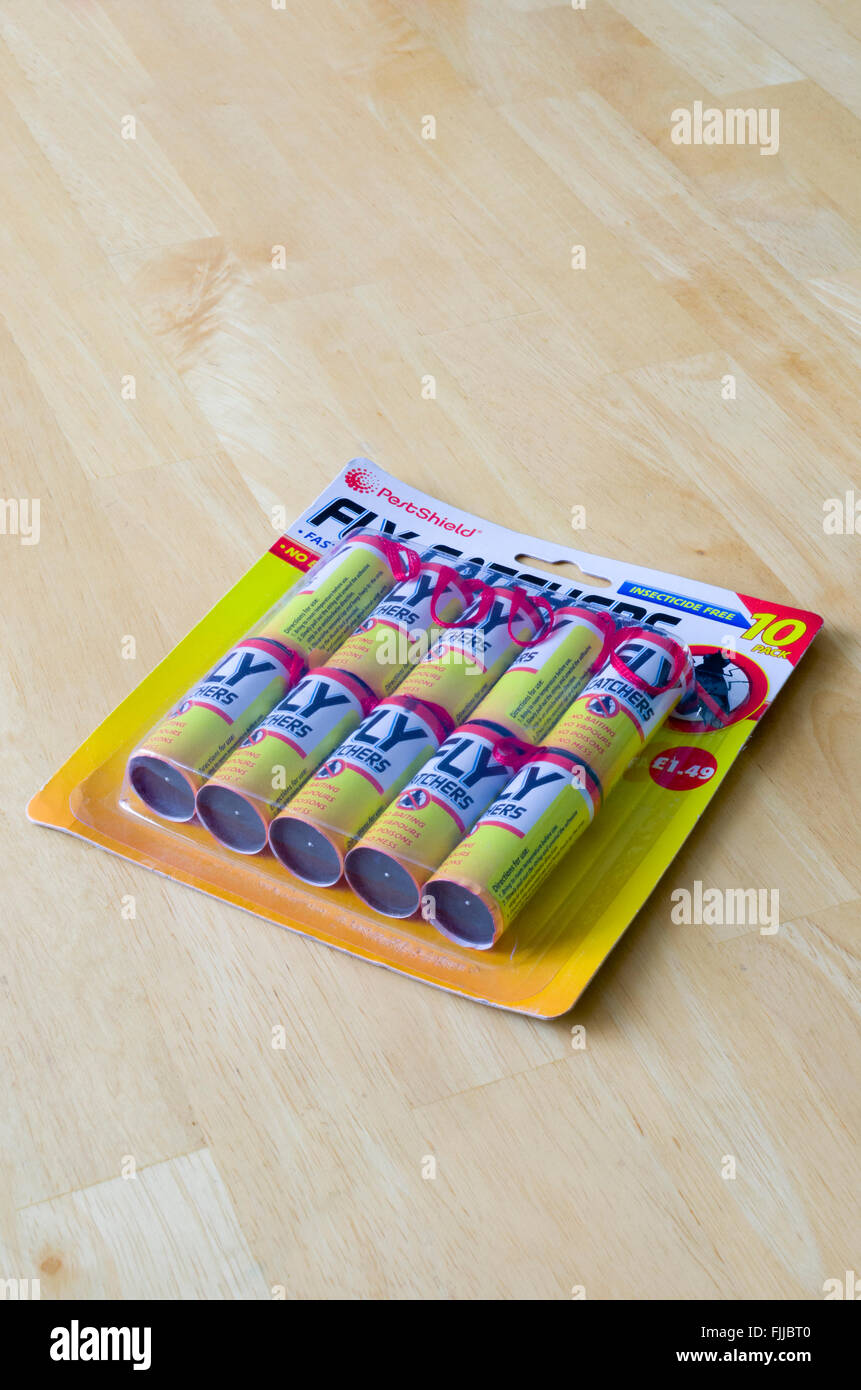 Pest Shield Fly Catchers ( Sticky Fly Paper Stock Photo - Alamy