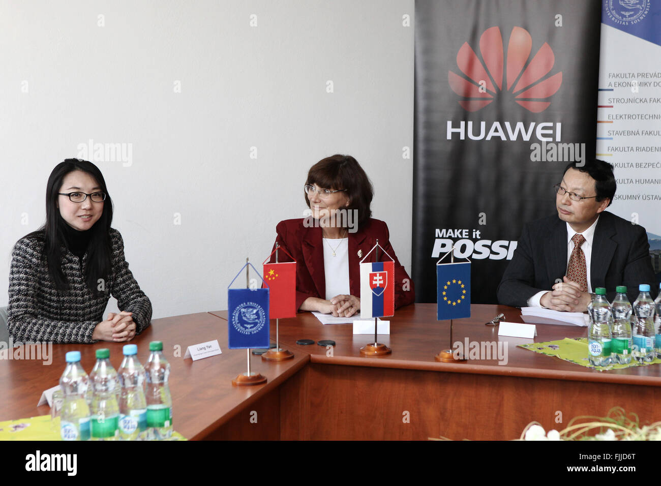 Zilina, General manager of Huawei Technologies (Slovak) gives a speech ...