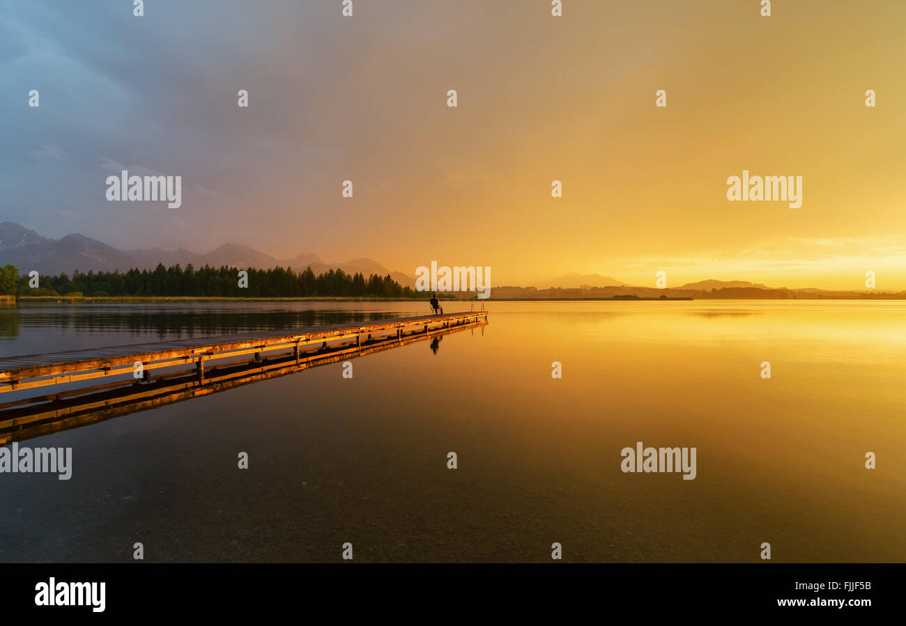 Sunset at lake hopfensee hi-res stock photography and images - Alamy
