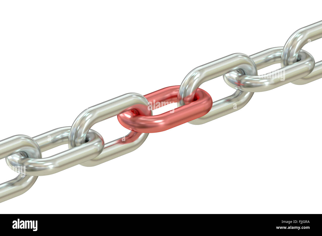 Chain with red link isolated on white background Stock Photo - Alamy