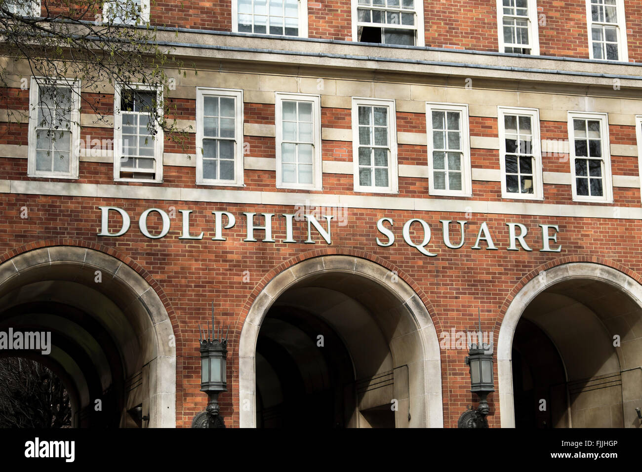 Exterior view of Dolphin Square apartment building sign in London KATHY ...