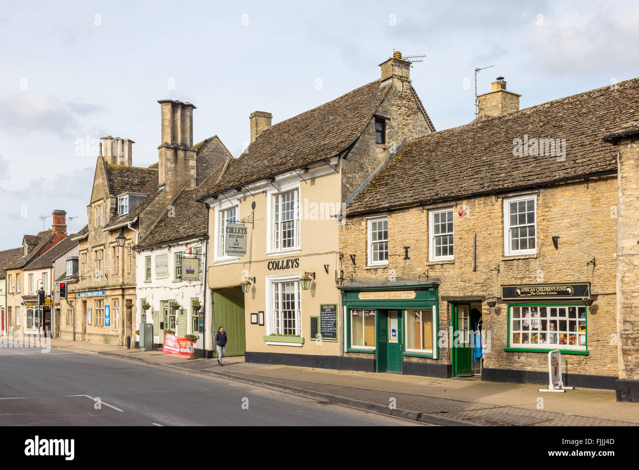 the high street in the Cotswold town of Lechlade on Thames ...