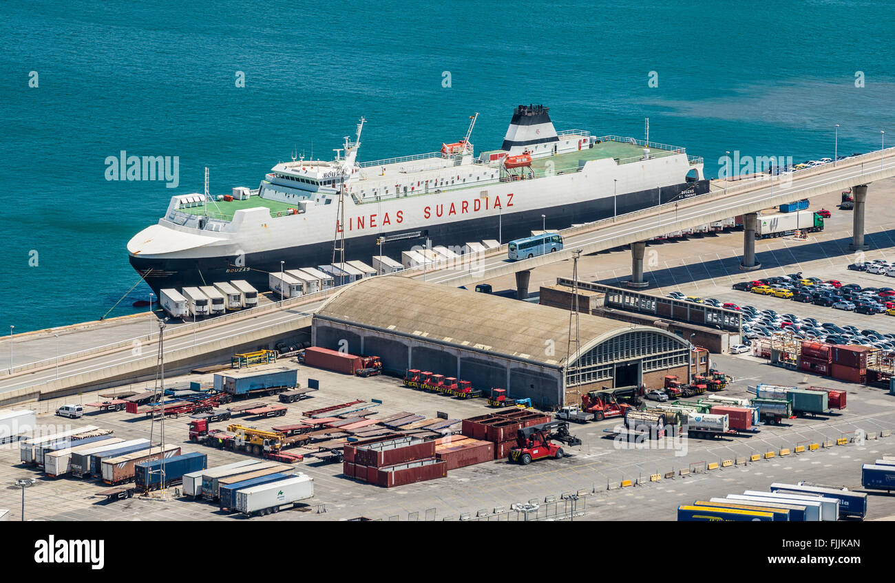 Linear Suardiaz ship in Port of Barcelona, Spain Stock Photo - Alamy