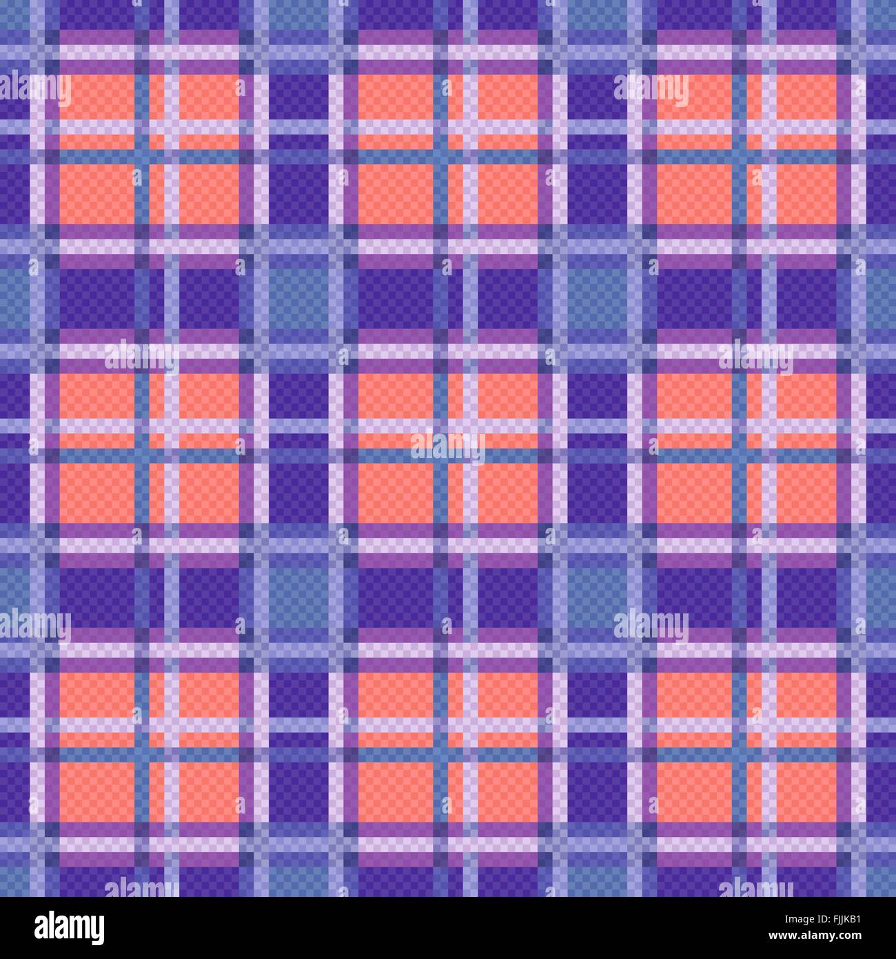 Seamless checkered vector colorful pattern mainly in blue, coral and ...