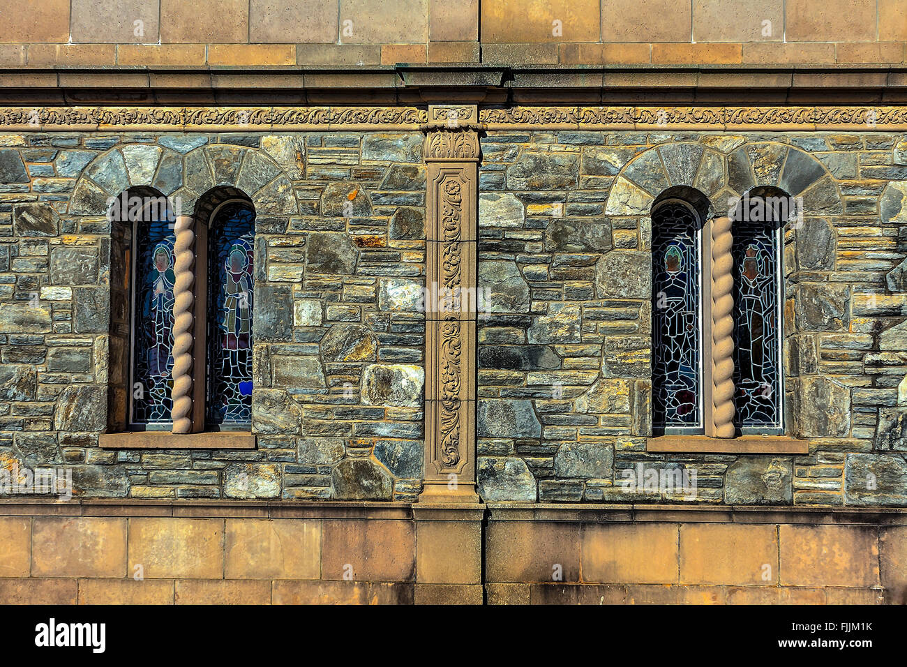 Stone walls with windows Stock Photo - Alamy