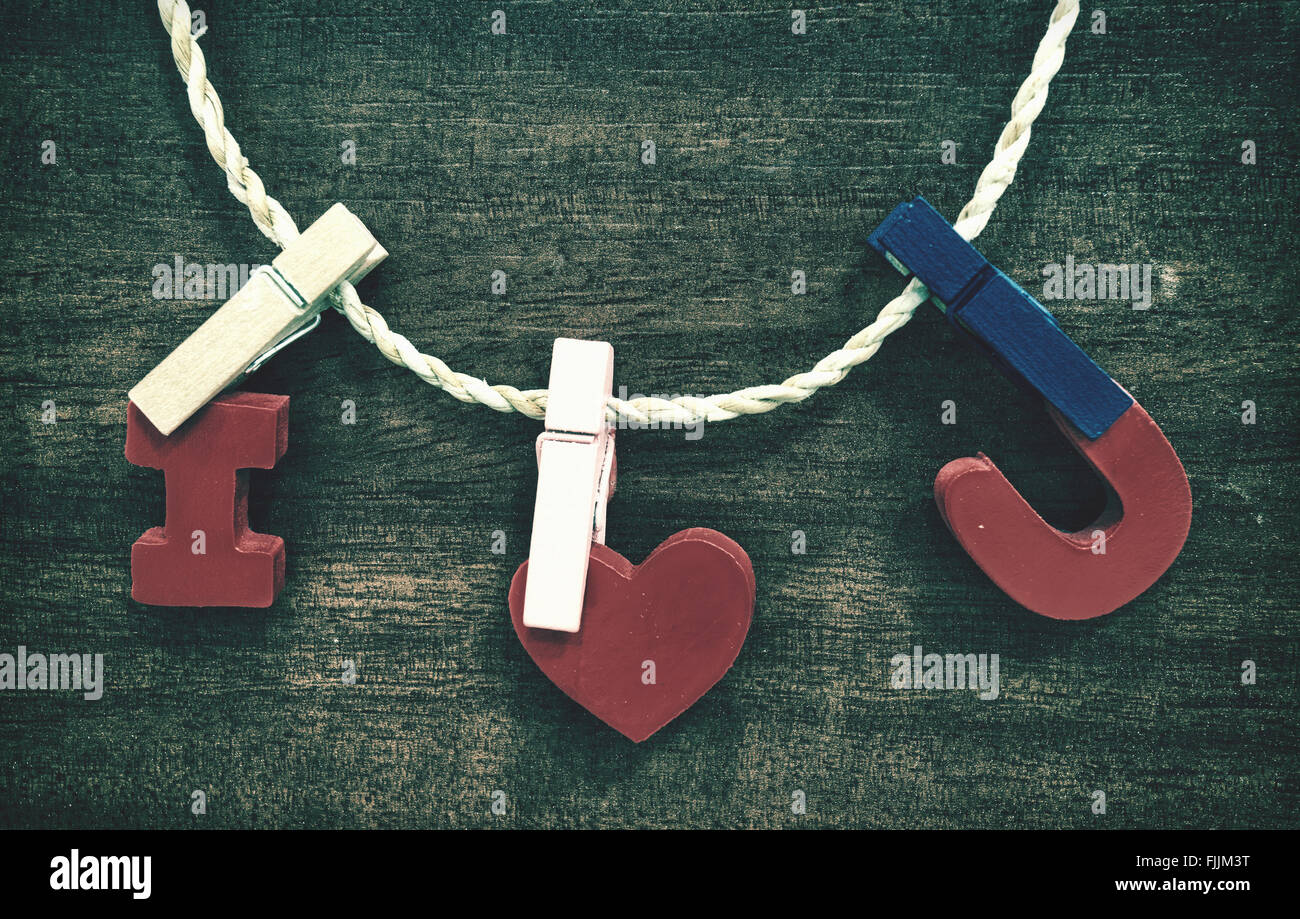 Vintage - rope of love with " I LOVE YOU" symbol Stock Photo - Alamy