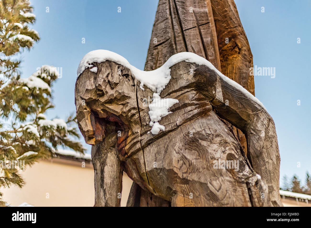 statue of Jesus Christ crucified covered by snow Stock Photo - Alamy