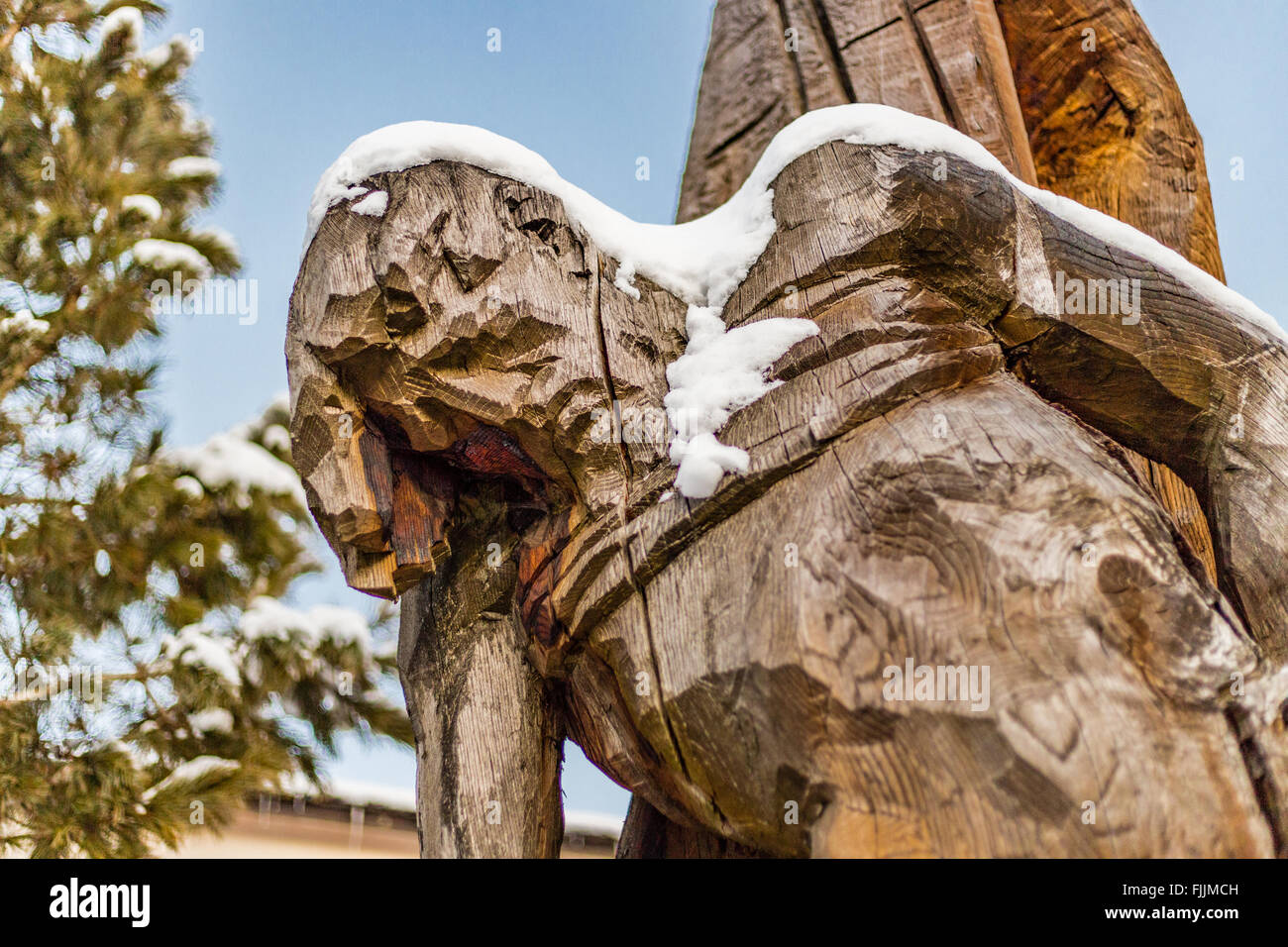 statue of Jesus Christ crucified covered by snow Stock Photo - Alamy