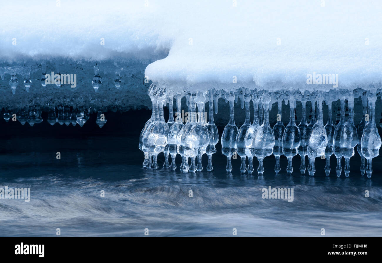 Icicles ice shaped into fantastic shapes resembling glasses Stock Photo ...