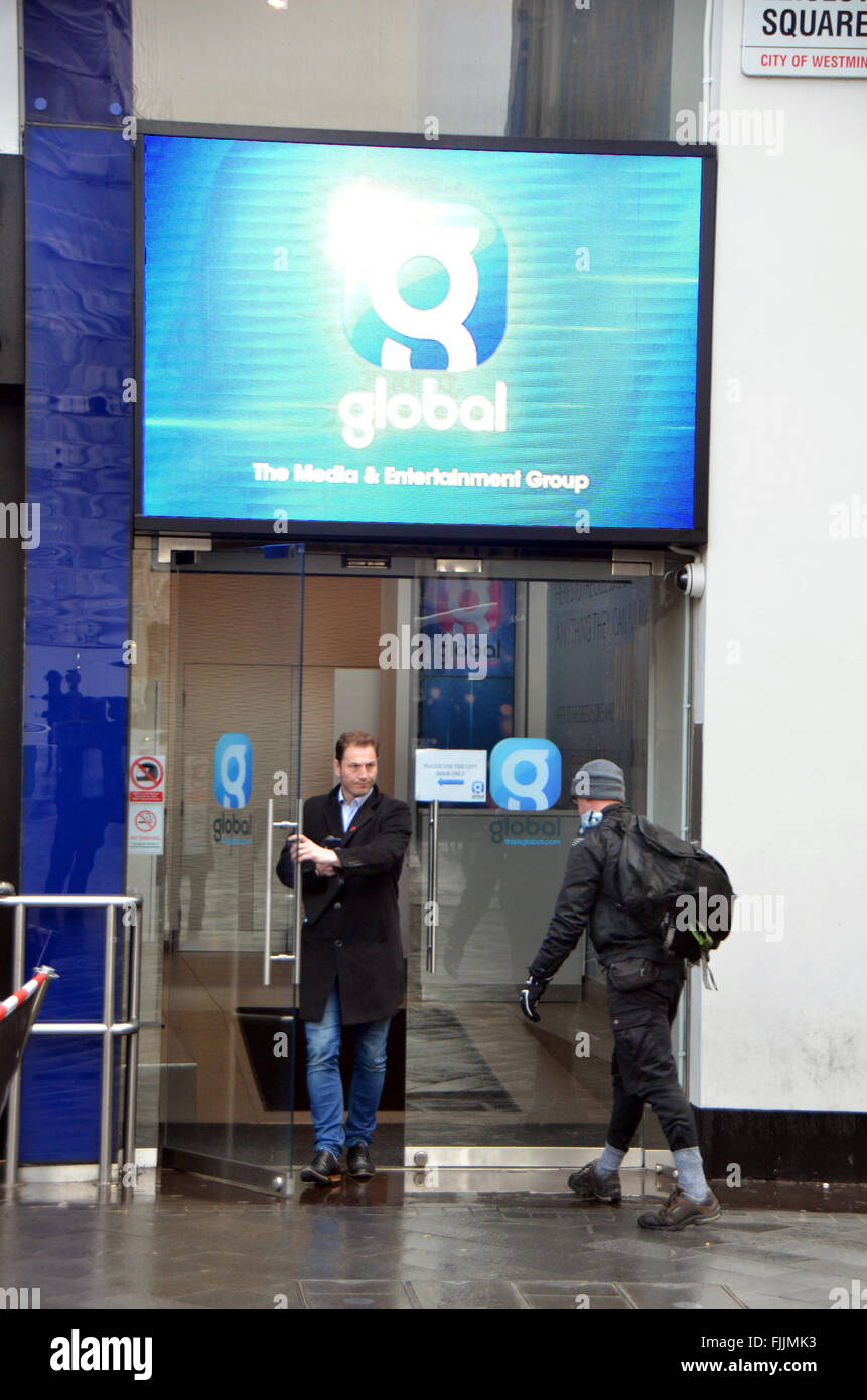 London, UK, 2 March 2016, Global media and entertainment radio studios ...