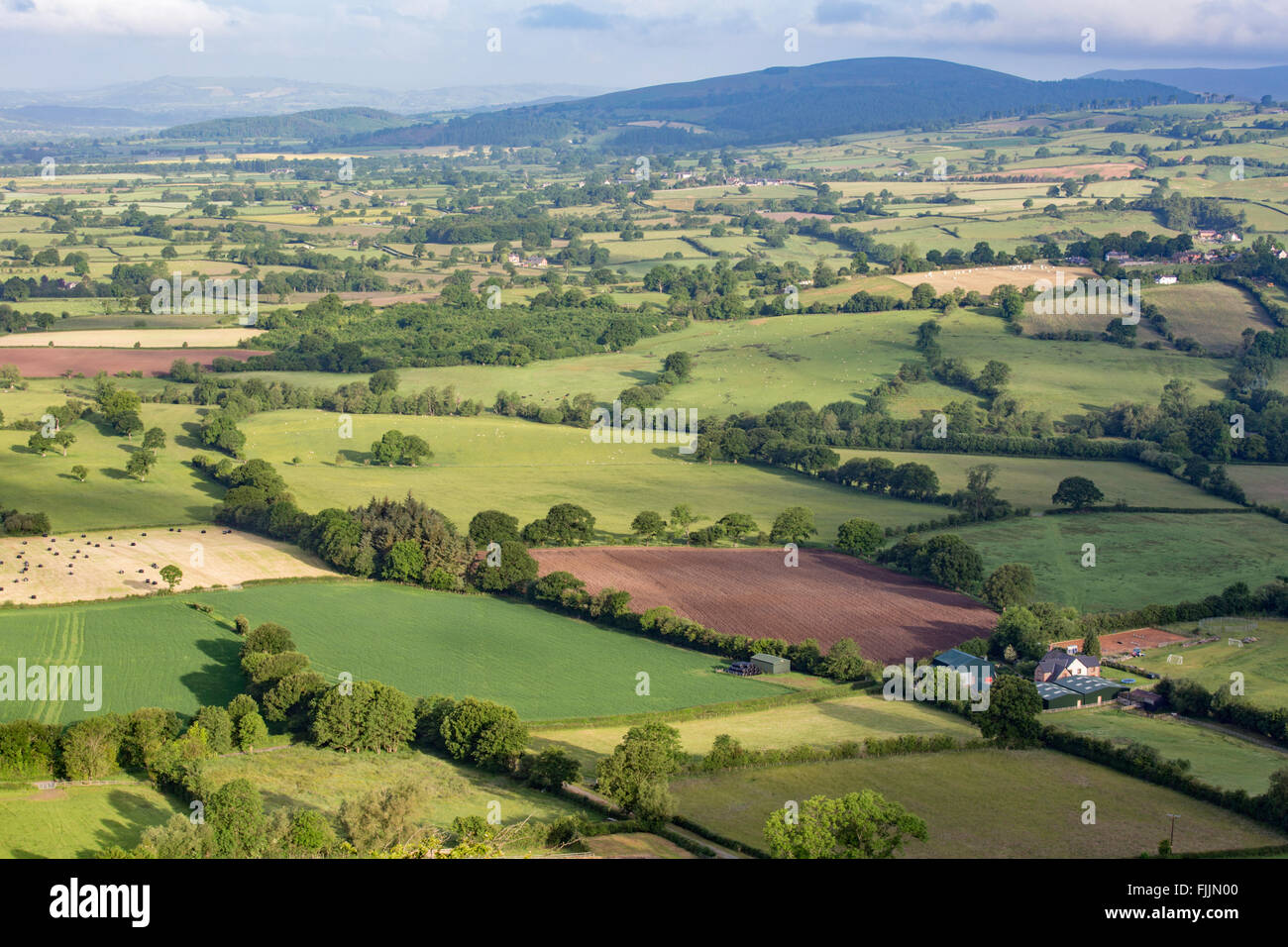 Shropshire landscape from the Long Mynd looking West towards the Welsh ...