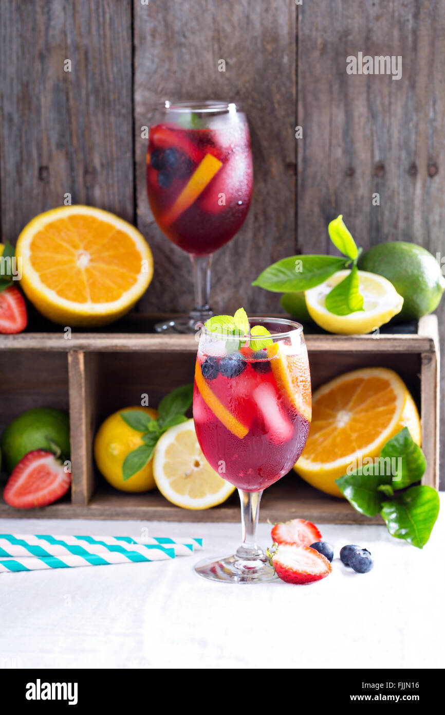 Festive and colorful summer sangria Stock Photo - Alamy