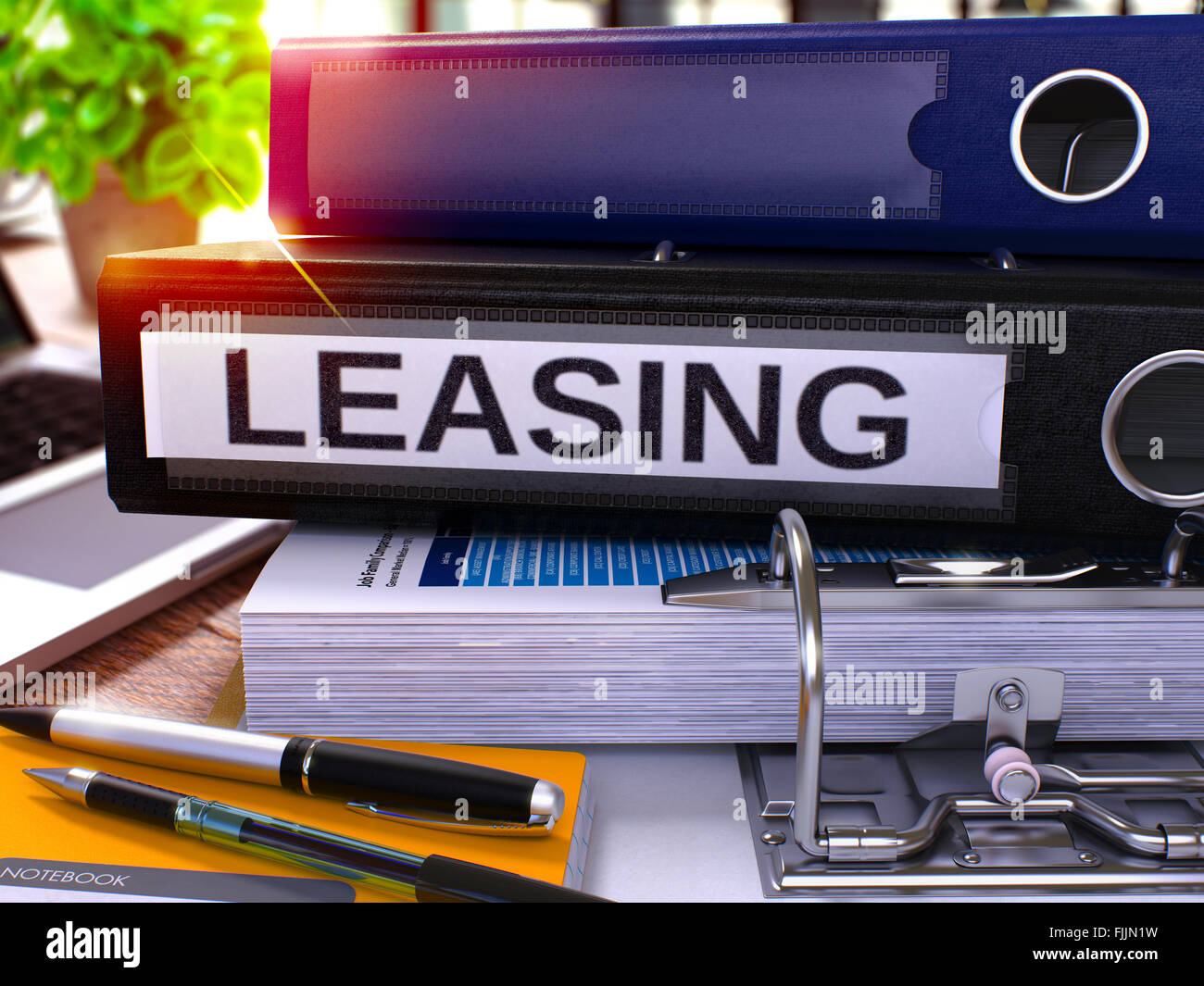 Black Office Folder with Inscription Leasing Stock Photo - Alamy