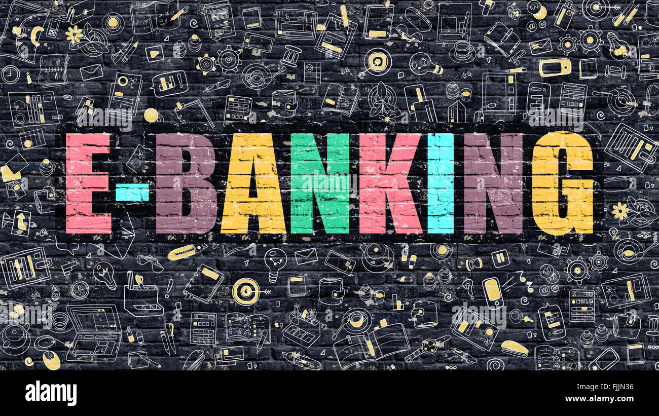 E-Banking on Dark Brick Wall Stock Photo - Alamy