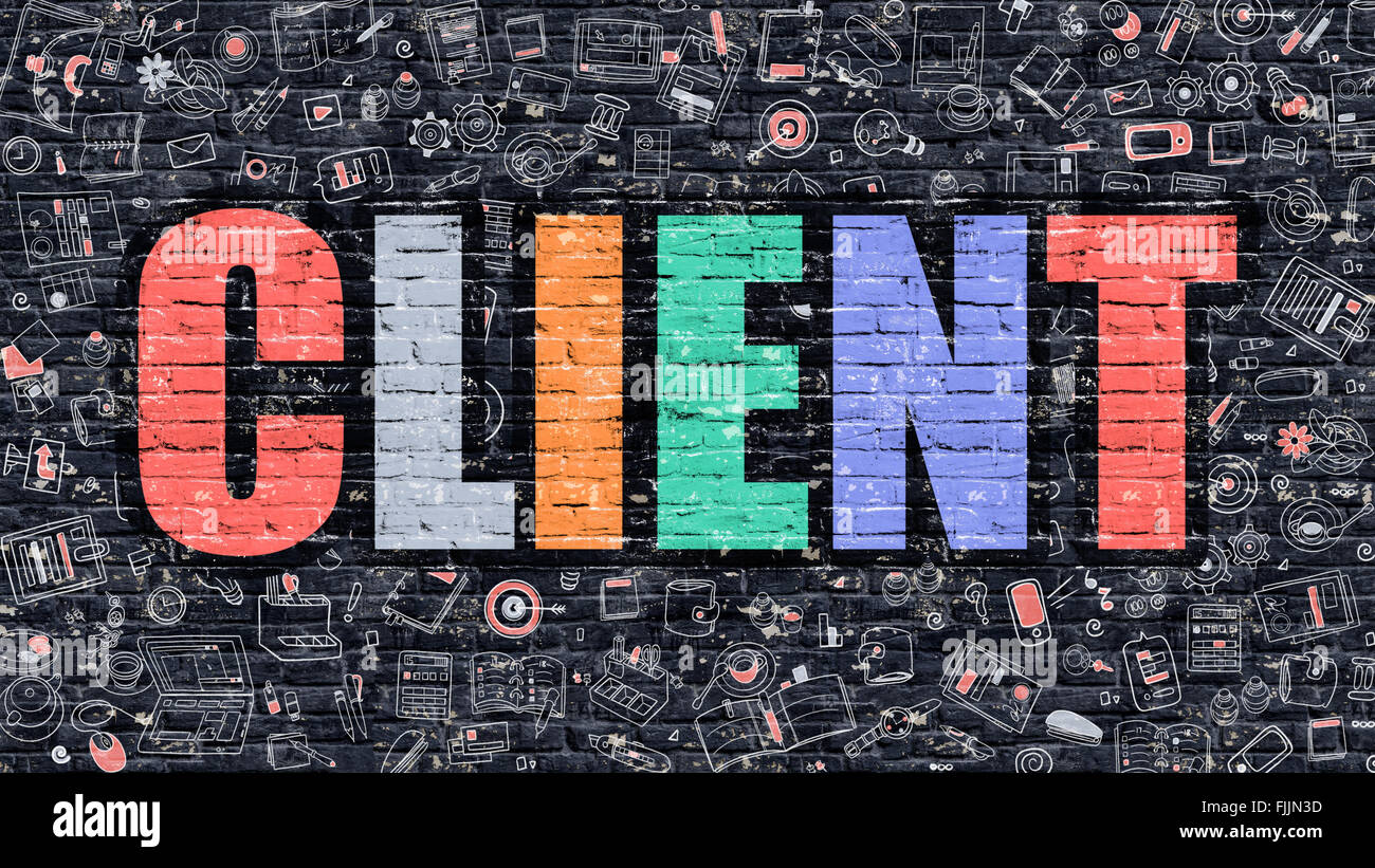 Client in Multicolor. Doodle Design Stock Photo - Alamy