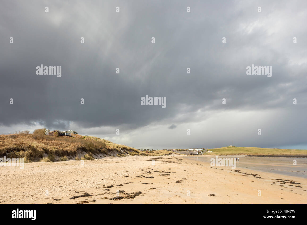 Embleton Bay looking north towards the coastal village of Embleton on ...